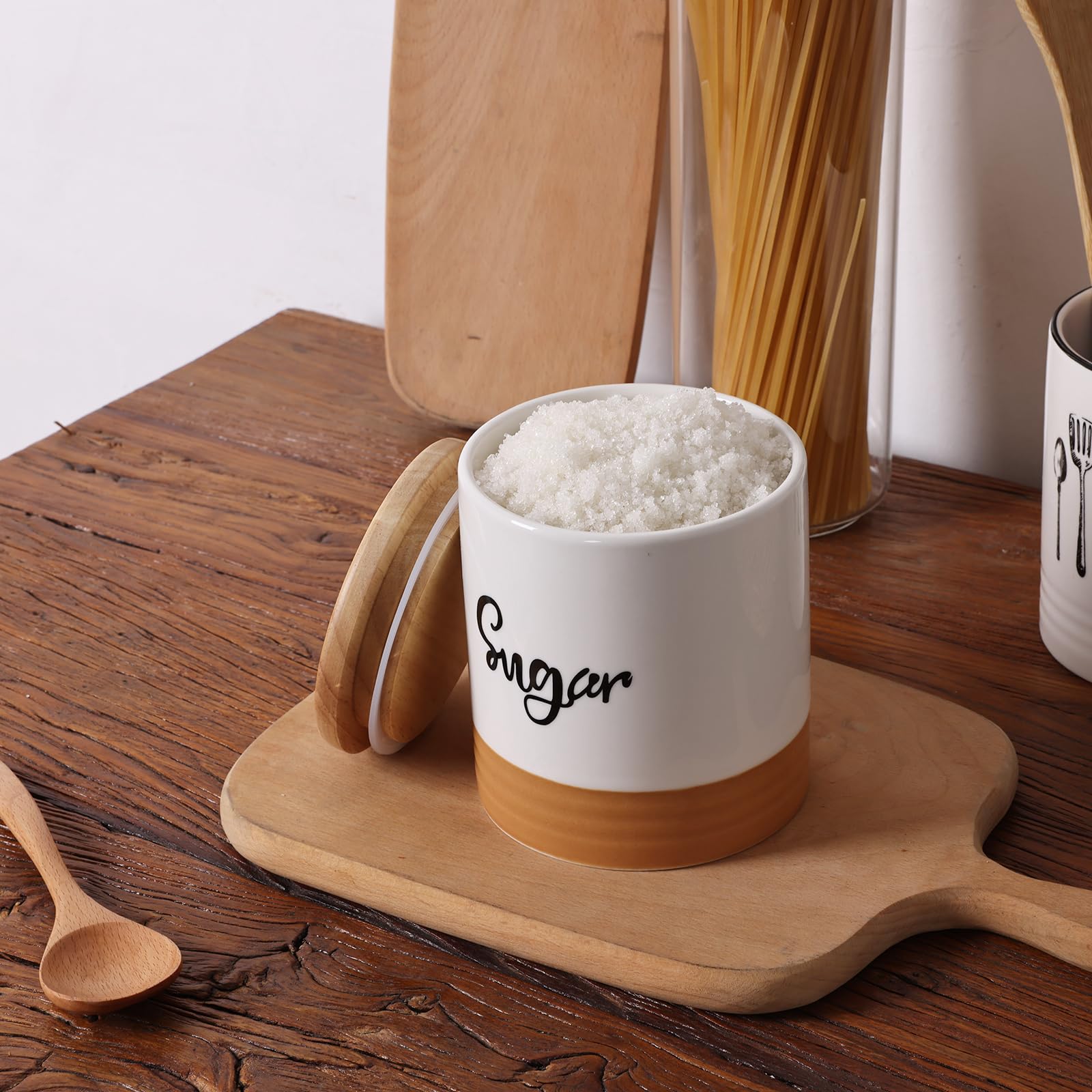 LEETOYI Ceramic Food Storage Containers with Lid,Modern Farmhouse ...