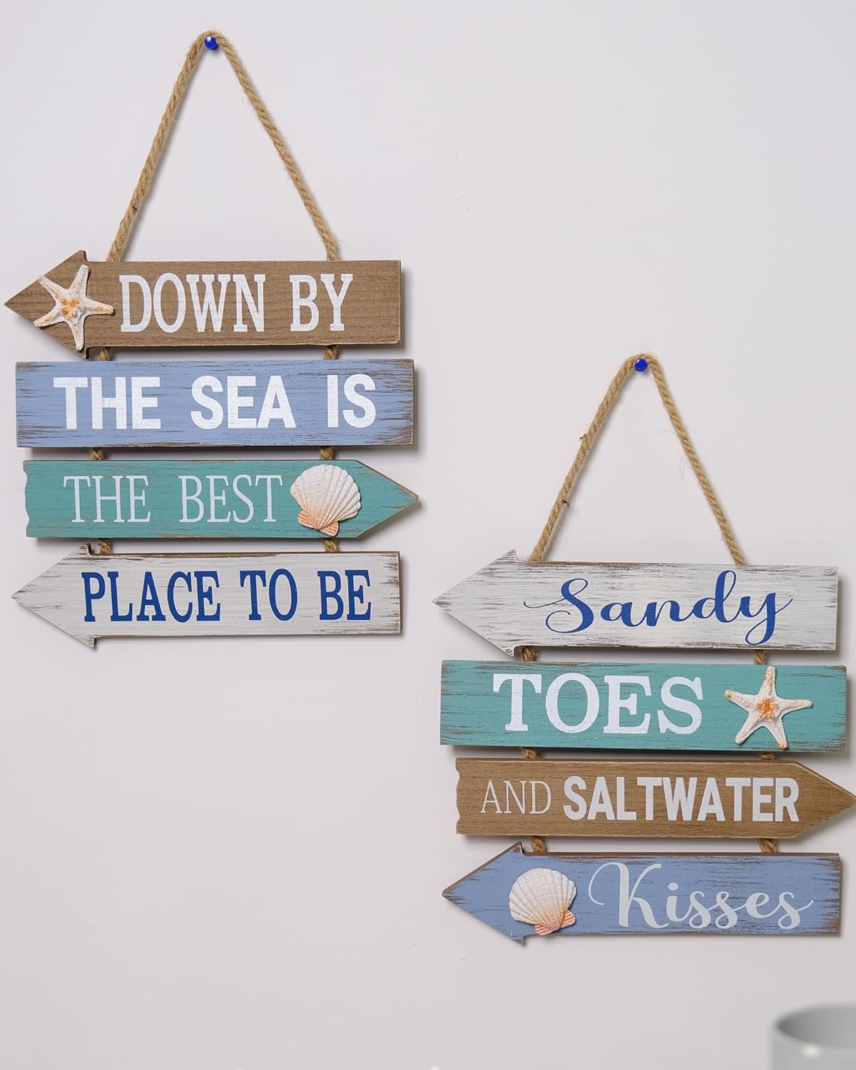 Amazon.com: DN DECONATION Wooden Hanging Beach Wall Decor Set of 2 ...