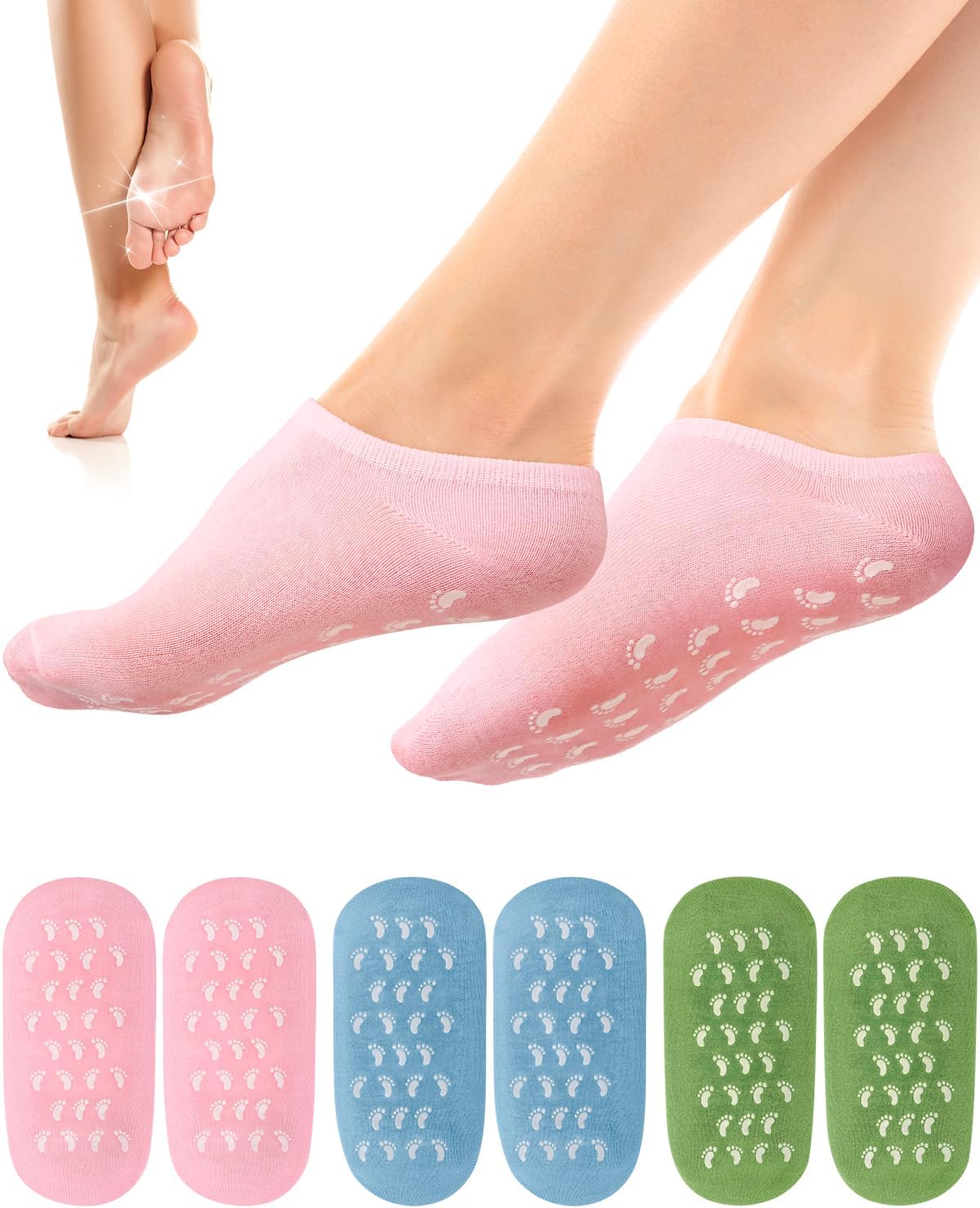 Amazon.com : Uwbettry 3Pairs Moisturizing Socks, Non Slip Gel Socks ...