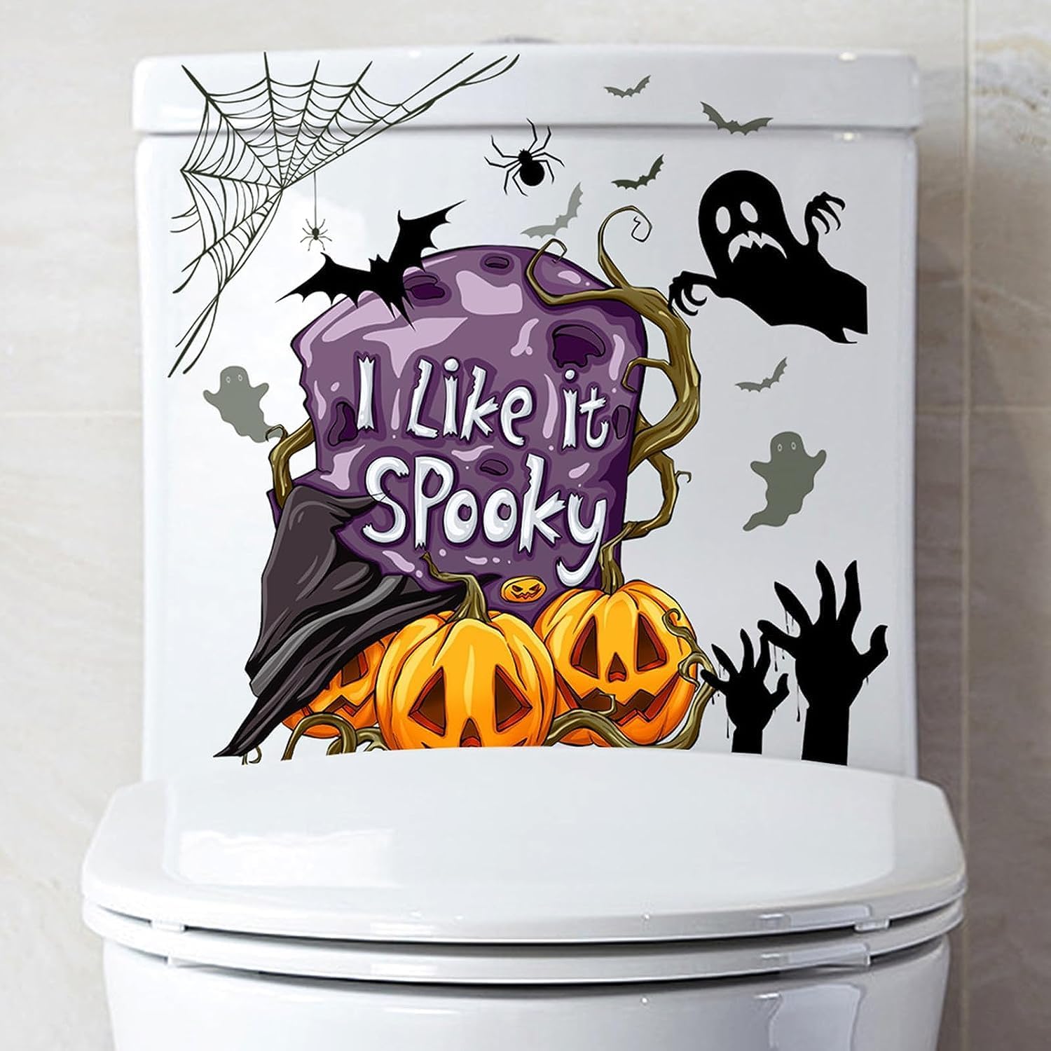 Amazon.com: Green Plant Leaves Flowers Toilet Stickers Self-Adhesive ...