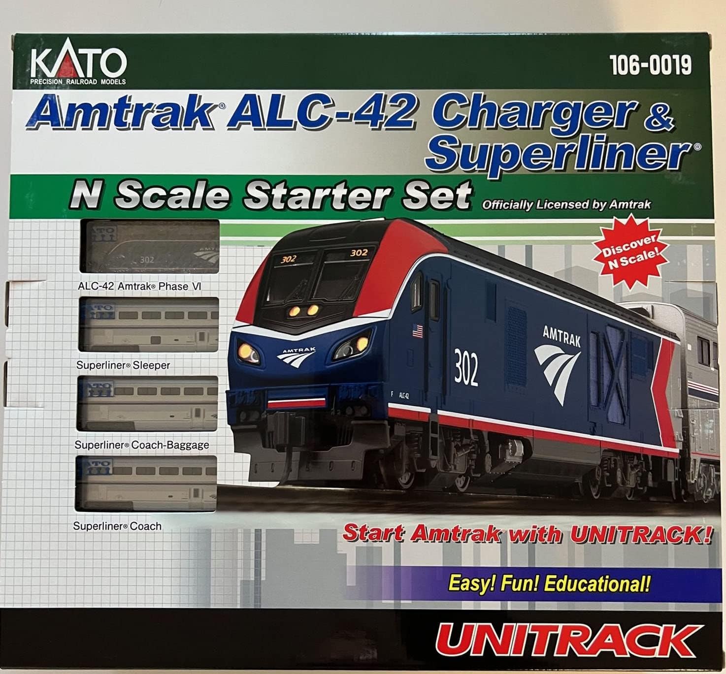 Amazon.com: Kato USA Inc. N ALC-42 Charger Superliner Amtrak Starter Set : Toys & Games