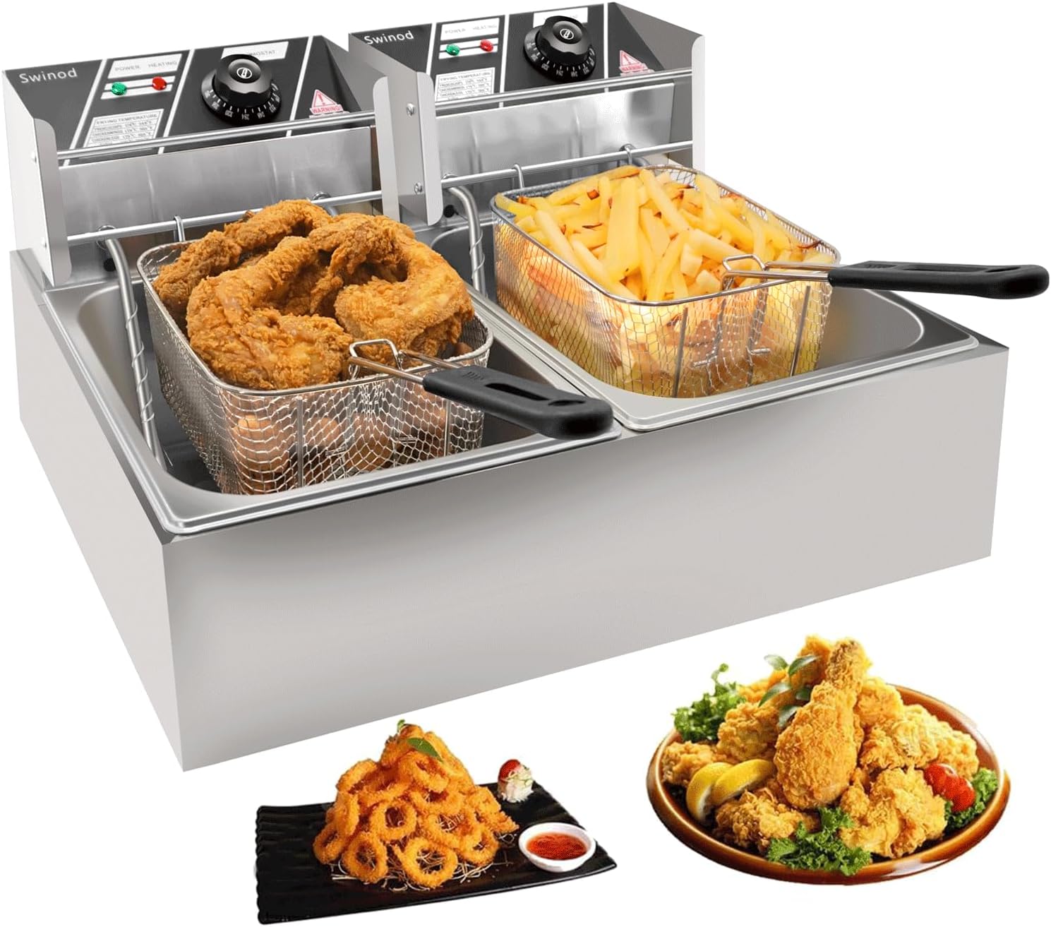 Amazon.com: Commercial Deep Fryer with Baskets, 3400W 12.7QT/12L ...