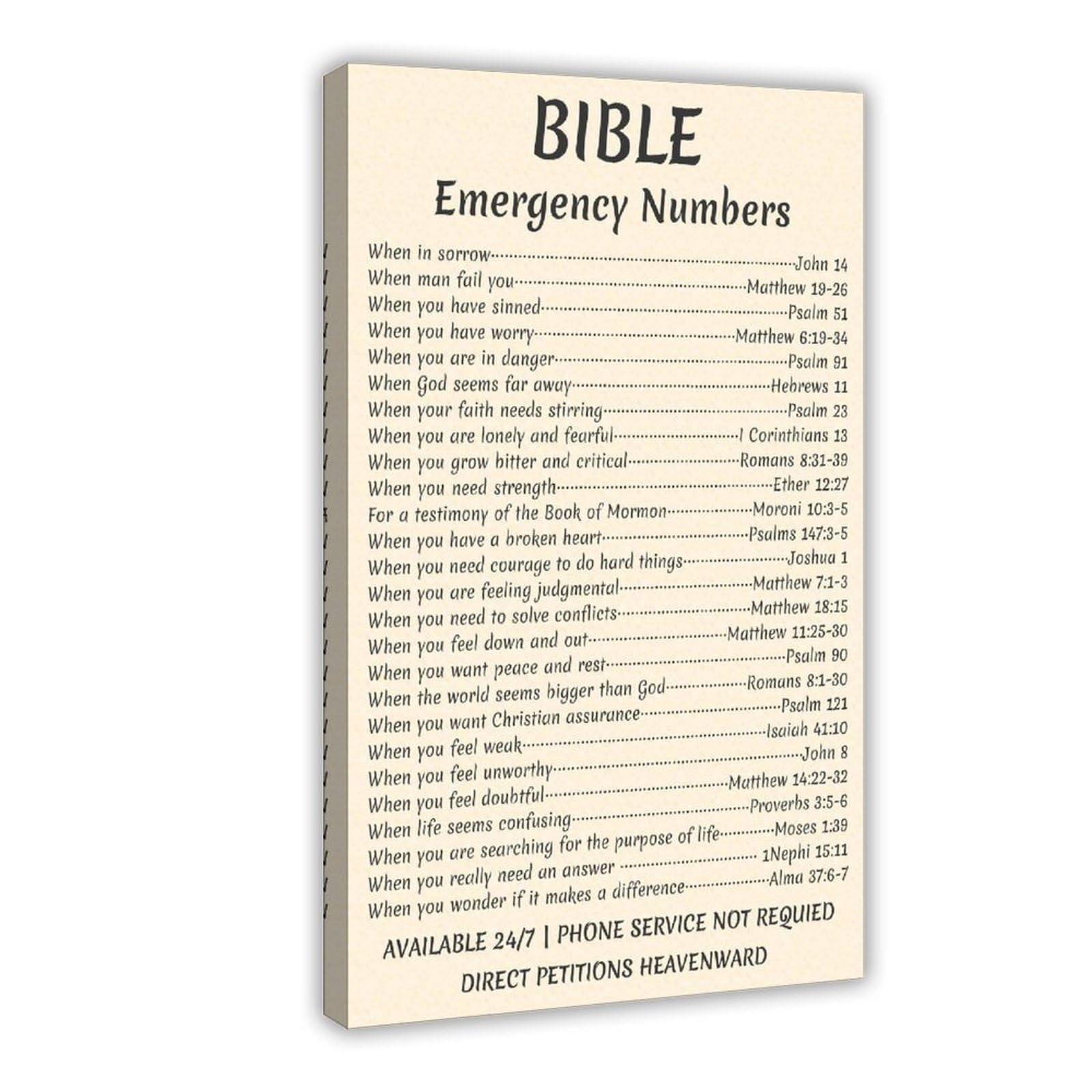 Amazon.com: Bible Emergency Numbers - Christian Wall Decor Print, This ...