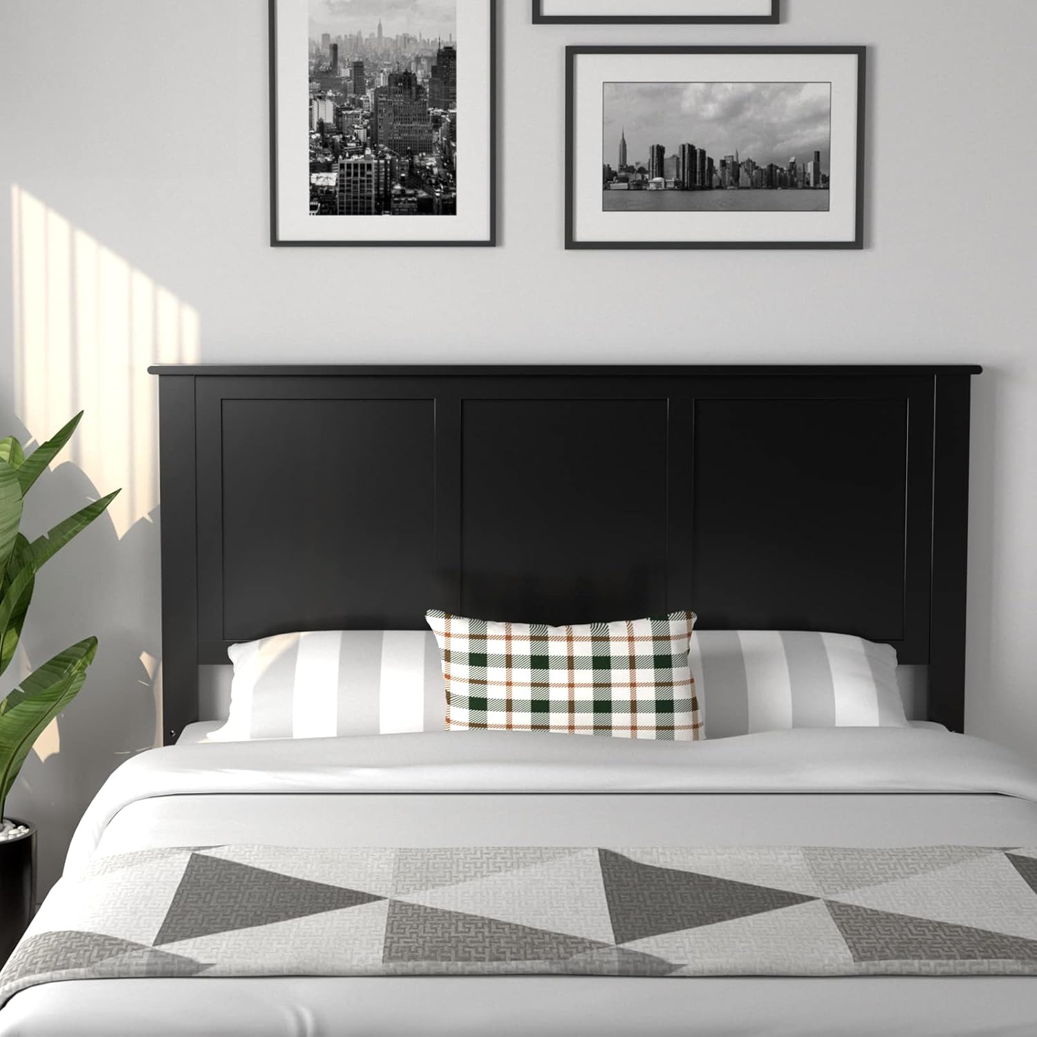Giantex Wood Headboard, Flat Panel Headboard with Pre-drilled Holes for ...