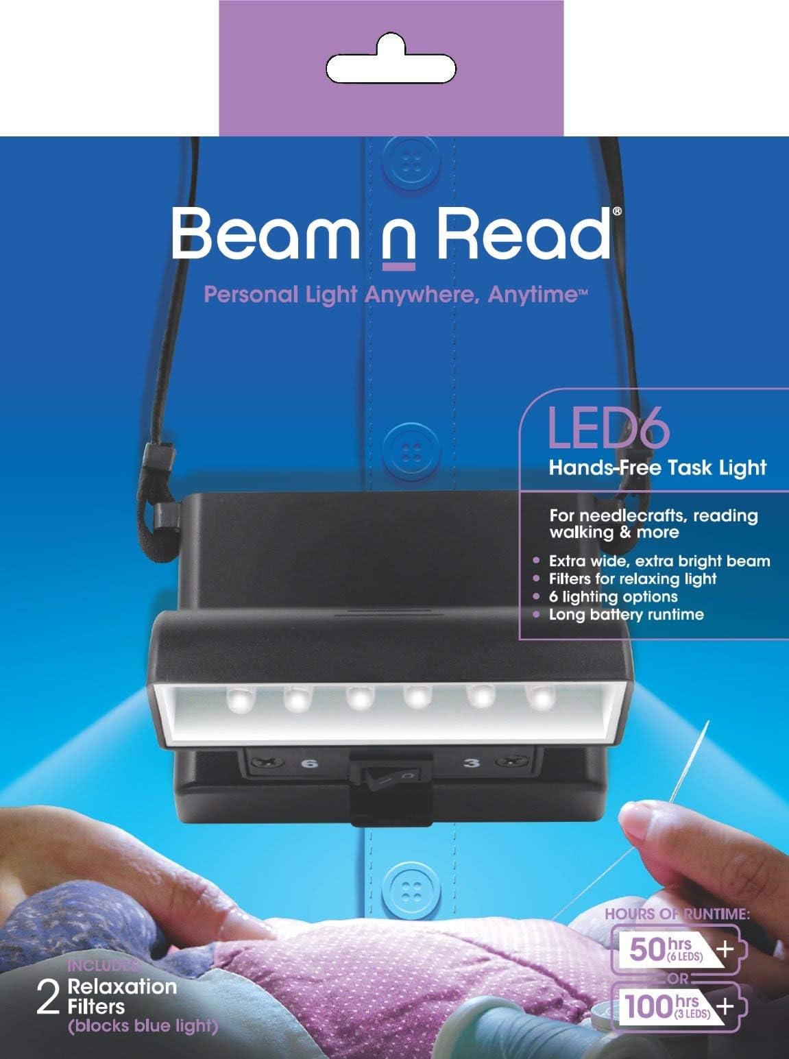 Beam n Read LED 6 Hands-Free Task Light; Extra Wide & Extra Bright ...