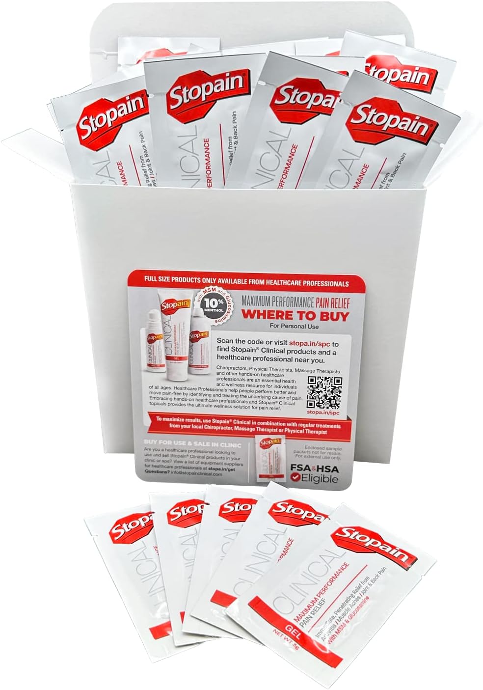 Amazon.com: Stopain Pain Relief Clinical Gel Packets, 50 Pack, USA Made ...
