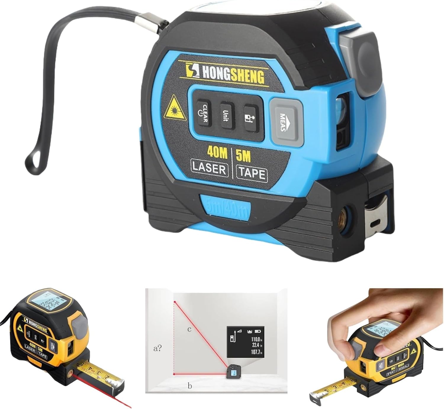 Amazon.com: Cinta métrica láser digital 3 en 1, cinta métrica digital ...