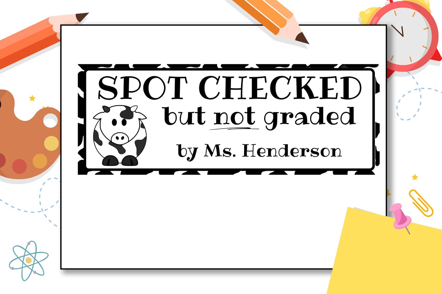 Amazon.com: Spot Checked with Cow Self-Inking, Wood Handle Teacher ...