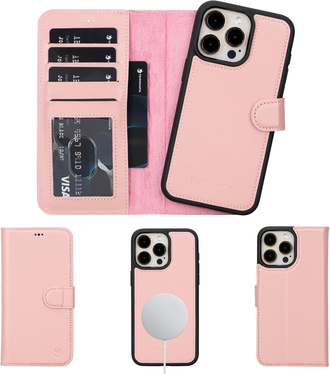 Amazon.com: TORONATA Full-Grain Leather Wallet Case for iPhone 15 Pro ...