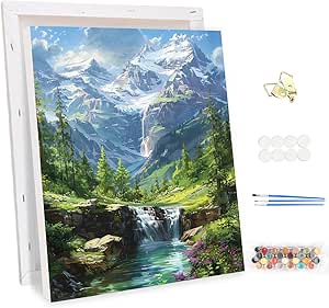 MEIYUDA Malen Nach Zahlen Erwachsene mit Rahmen Gebirgsfluss, Paint by Numbers Malen Nach Zahlen ...