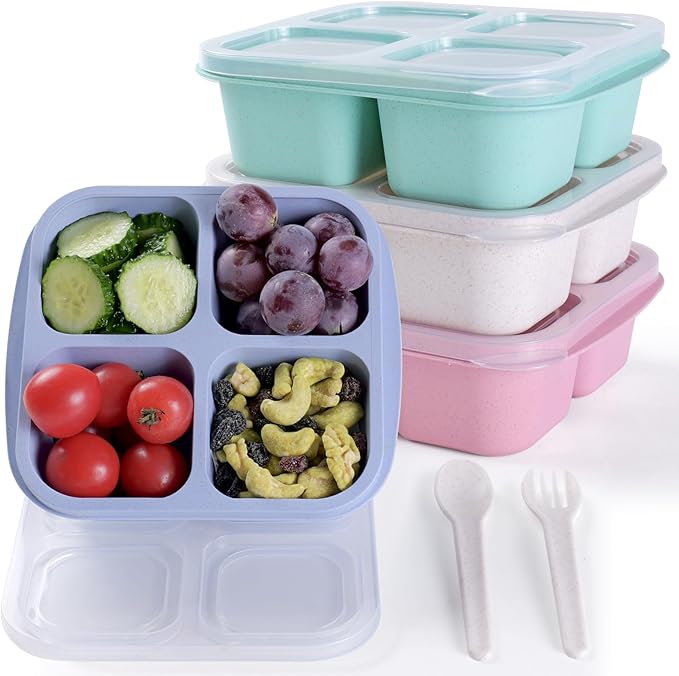 Lunch Box, 4 Pack Snack Container, Meal Prep Containers Reusable for ...