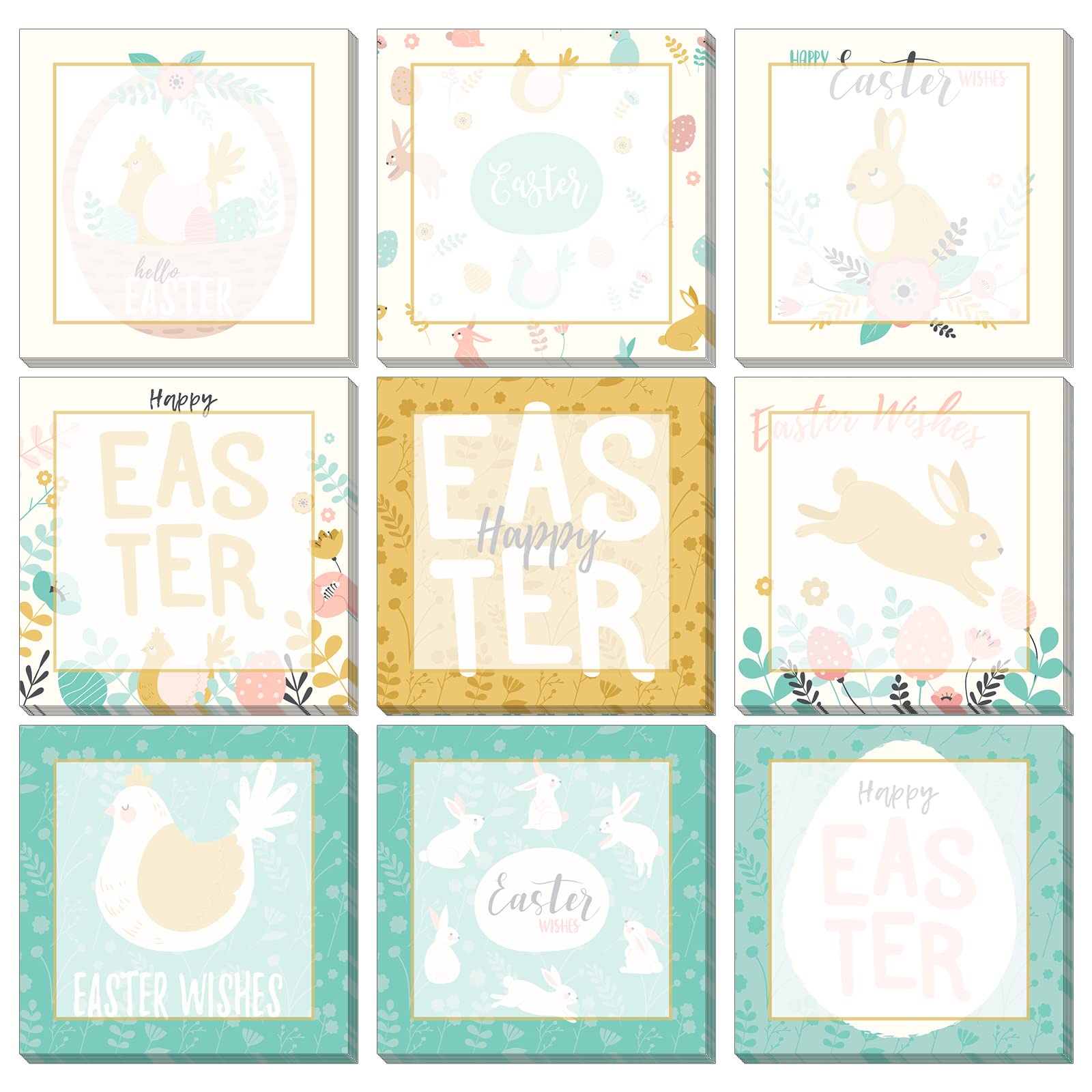 Amazon.com : 9 Pcs Easter Sticky Notes Easter Note Pads with Bunny Eggs ...