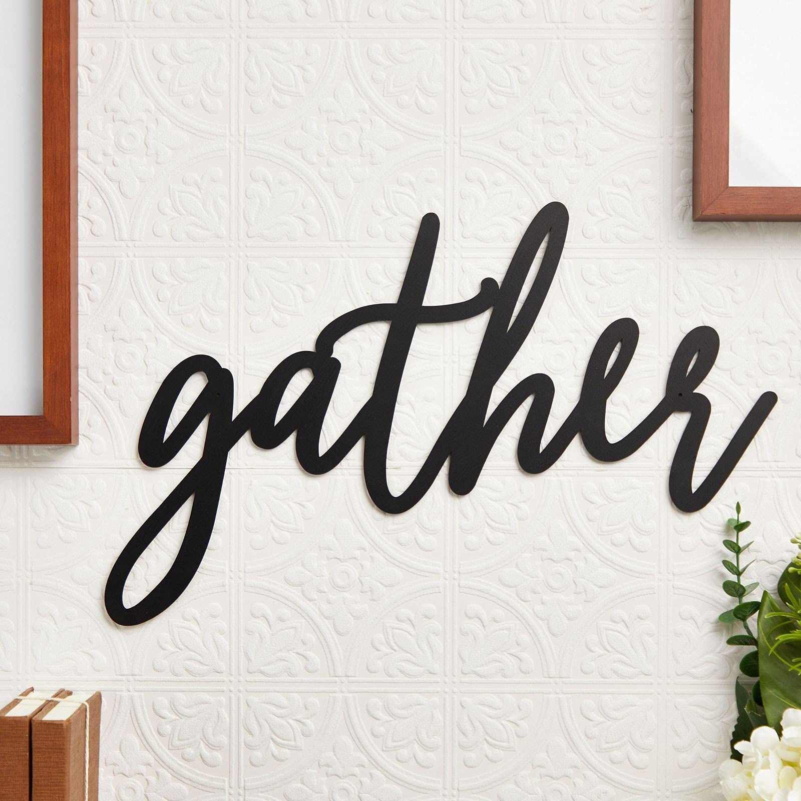 Black Gather Sign Farmhouse Farmhouse "GATHER" Wood Sign Box Black