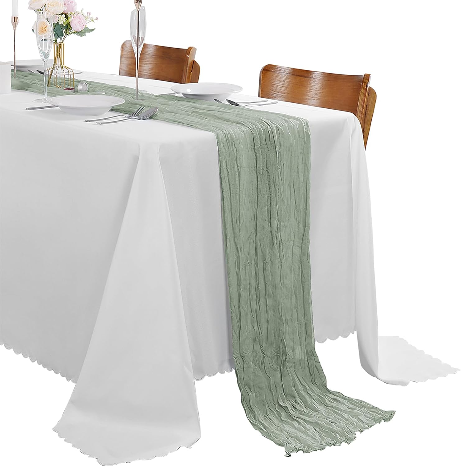 Amazon.com: 30 Pack Grey Green Cheesecloth Table Runner 9FT Rustic ...