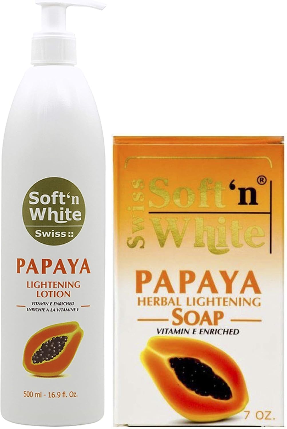 Swiss Soft N White Papaya Herbal Lightening Soap 7 Oz + Swiss Papaya ...