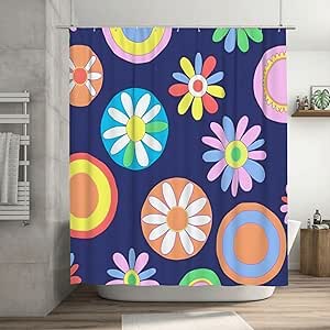 Amazon.com: Checkered Shower Curtain Set - Chic Floral Pattern Shower Curtain - Boho Geometric ...