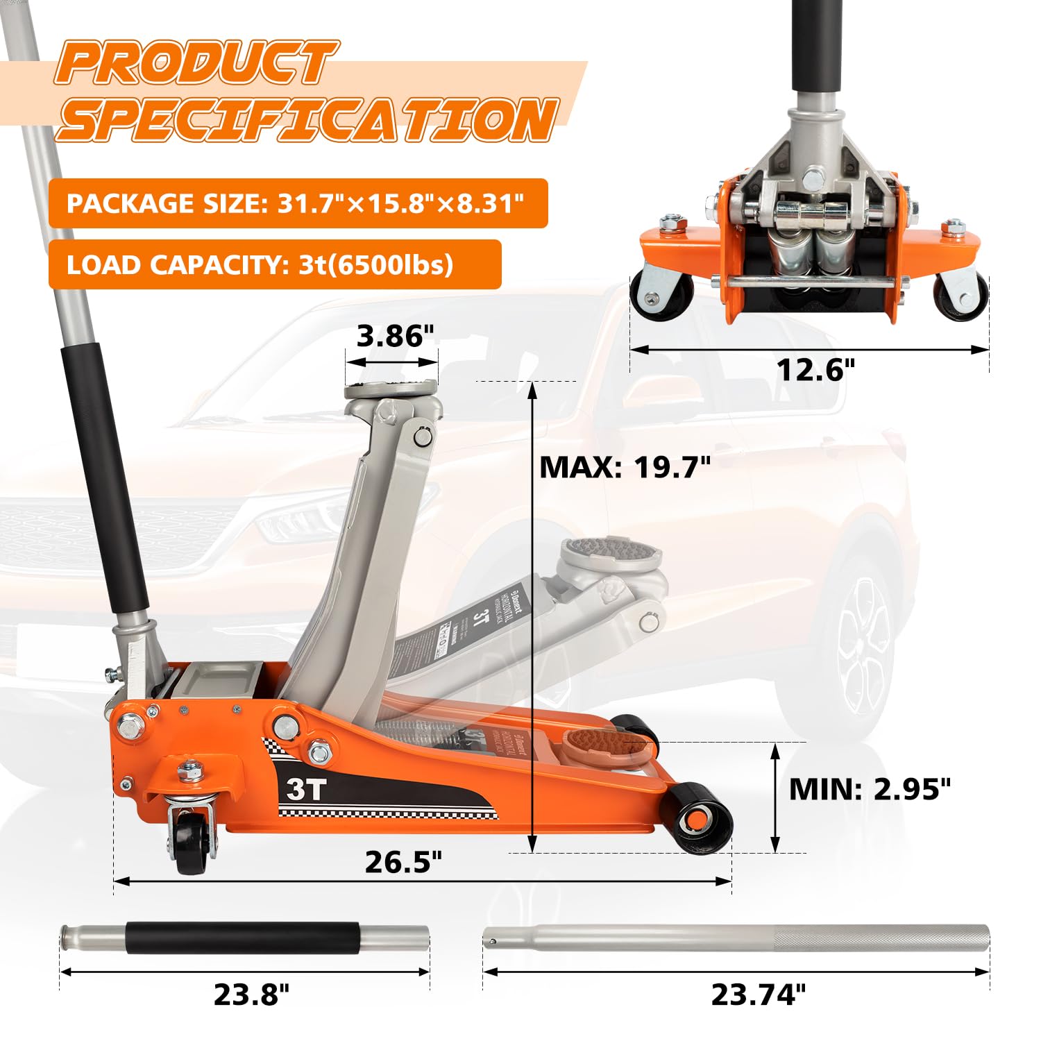 Snapklik.com : Donext 3 Ton Low Profile Racing Floor Jack - Heavy-Duty ...