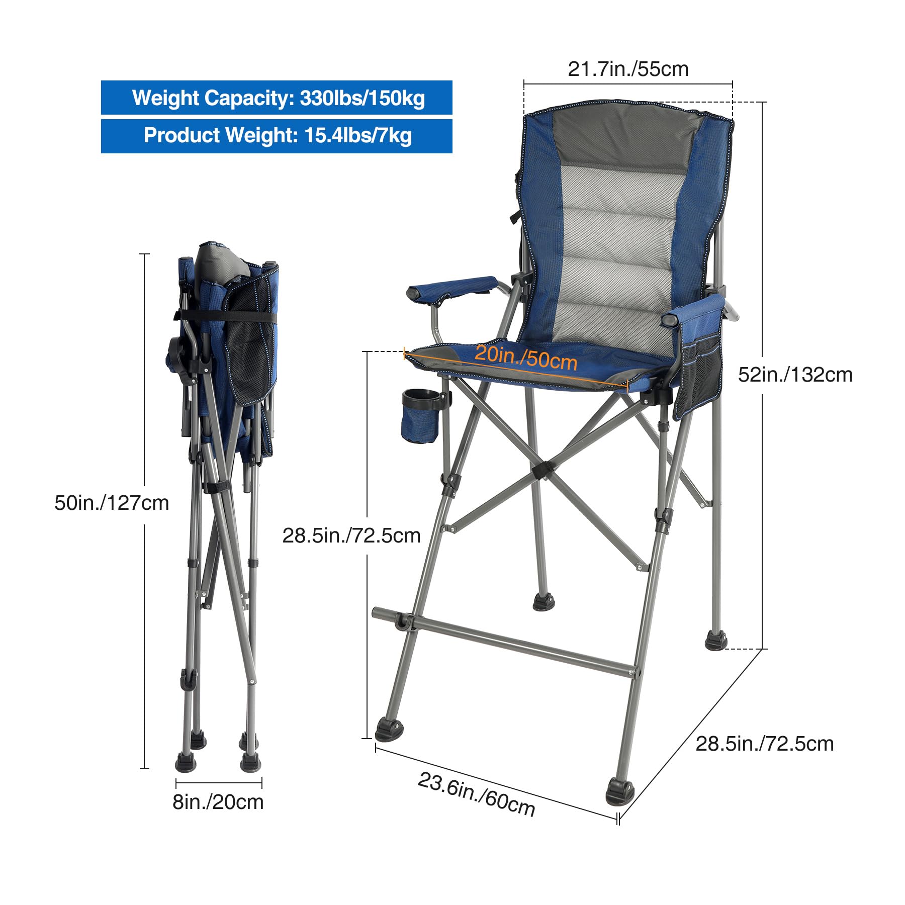 Snapklik.com : REDCAMP Oversized Tall Camping Chair For Adults, 330lbs ...