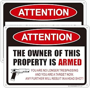 Amazon.com: 2 Pack Gun Signs for Home Security - 10x7 Inch Funny No ...