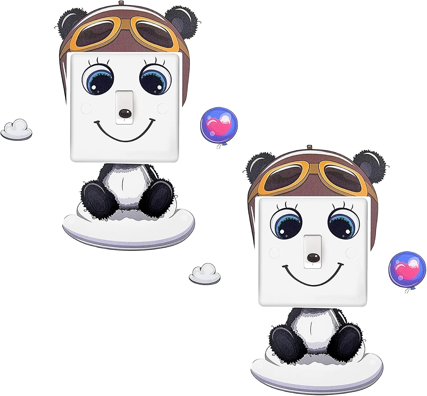 Light Switch Stickers – Panda Pilot Cute & Adorable Design – Installs ...