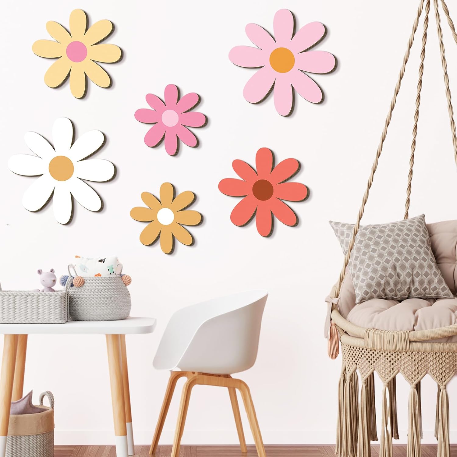 Amazon.com: Thyle 6 Pcs Daisy Wall Decor Wooden Daisy Art Flowers Wall ...
