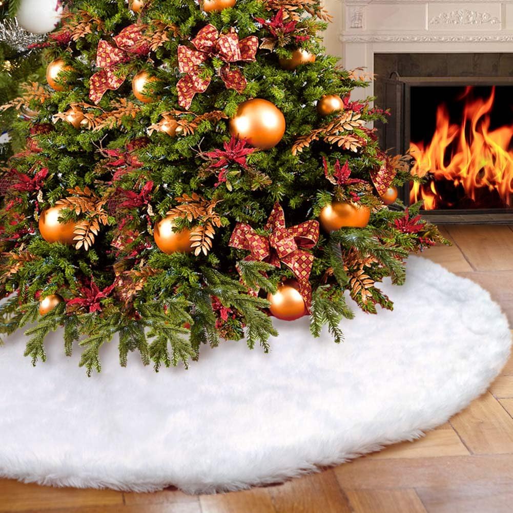 Amazon.com: Mini Tree Skirt Small Christmas Tree Skirt White Snow ...