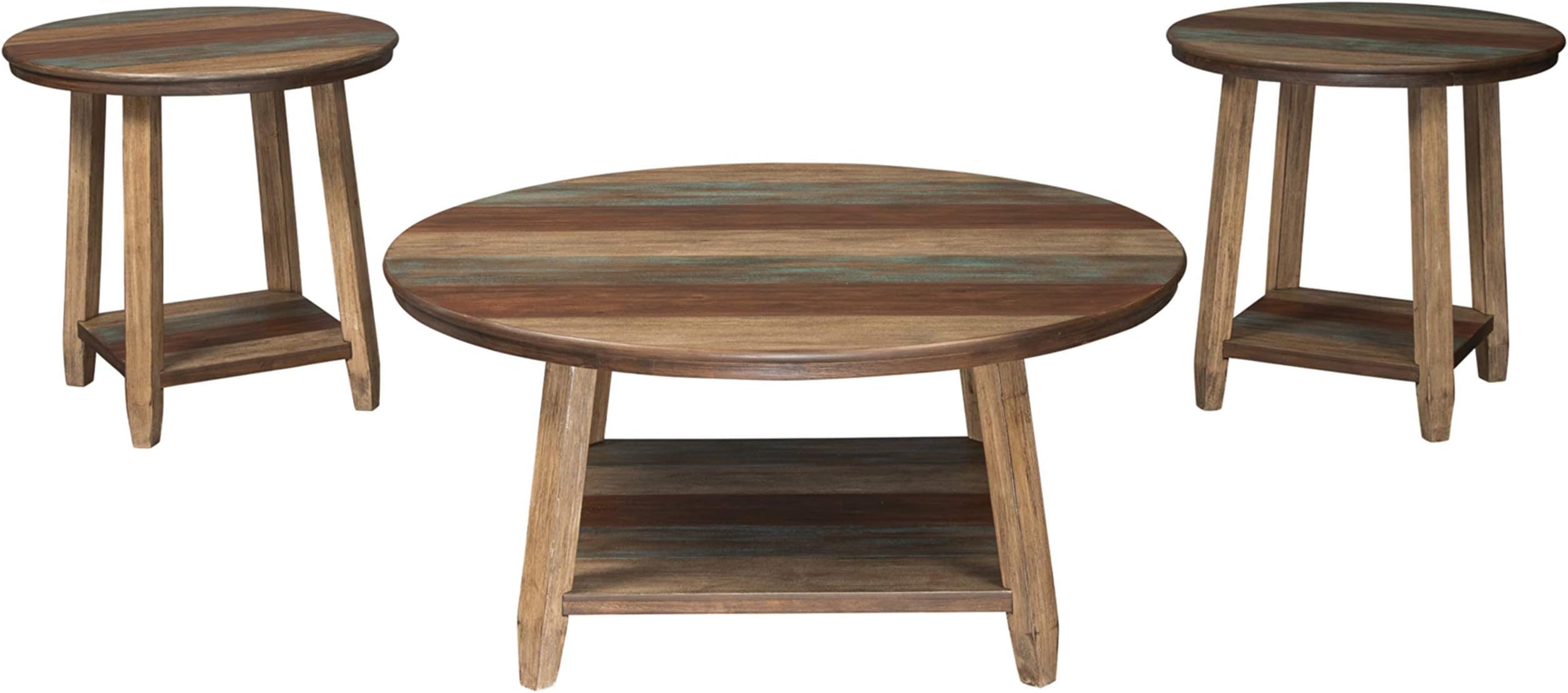 Amazon.com: Yaheetech Round Coffee Table and End Table Sets, 2pcs End ...