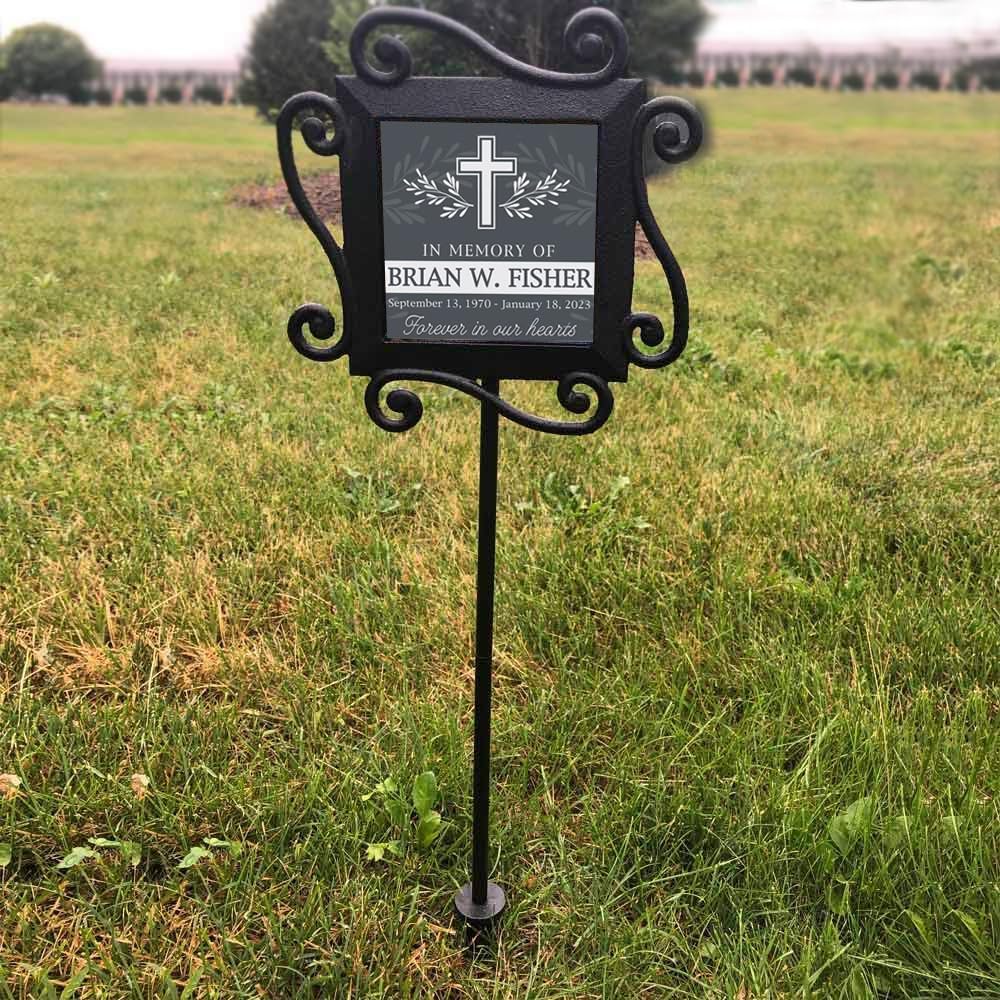 Memorial Vases For Graves Copper & Black Mum Memorial Plaque Stake ...