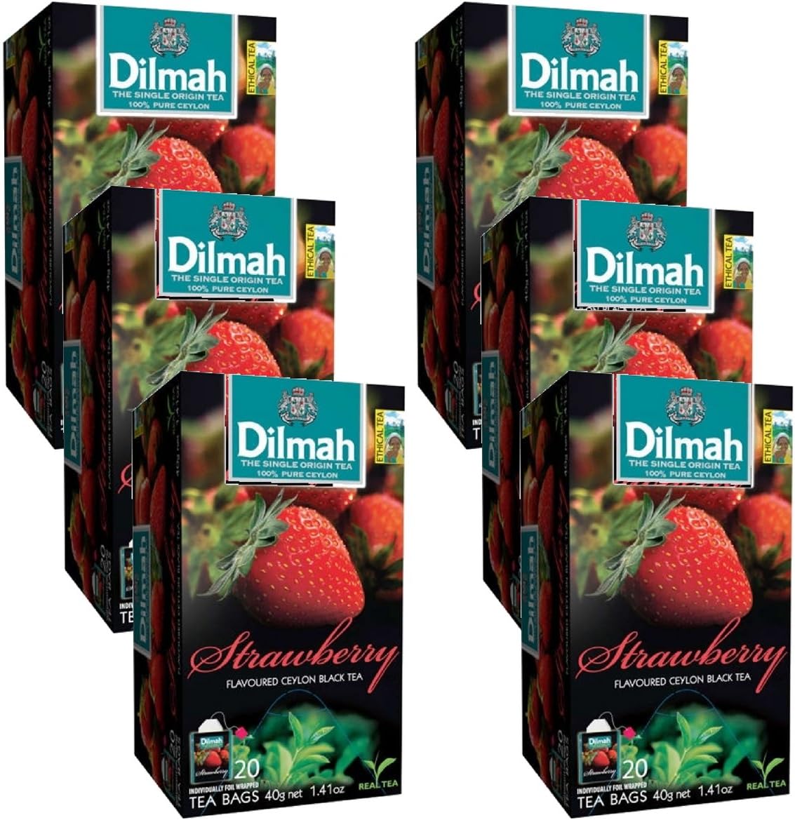 Amazon.com : Dilmah Strawberry Flavored Ceylon Black Tea - 20 Tea Bags ...