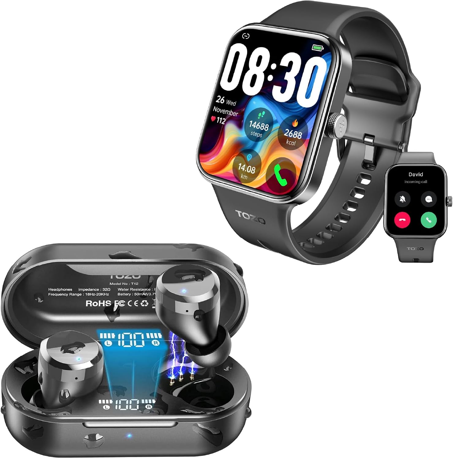 Amazon.com: TOZO S4 AcuFit One Smartwatch 1.78-inch Bluetooth Talk Dial ...