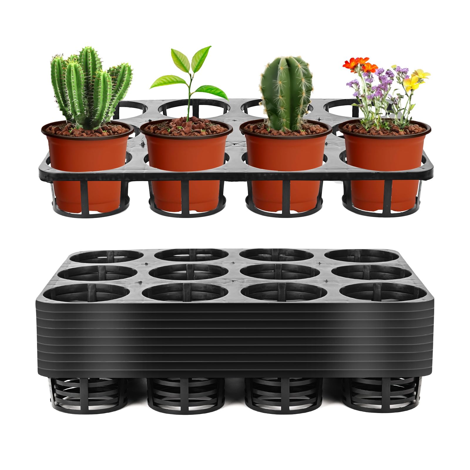 Amazon.com: 5 Pack 12 Cell Nursery Planter Pots Trays, Plant Pot ...