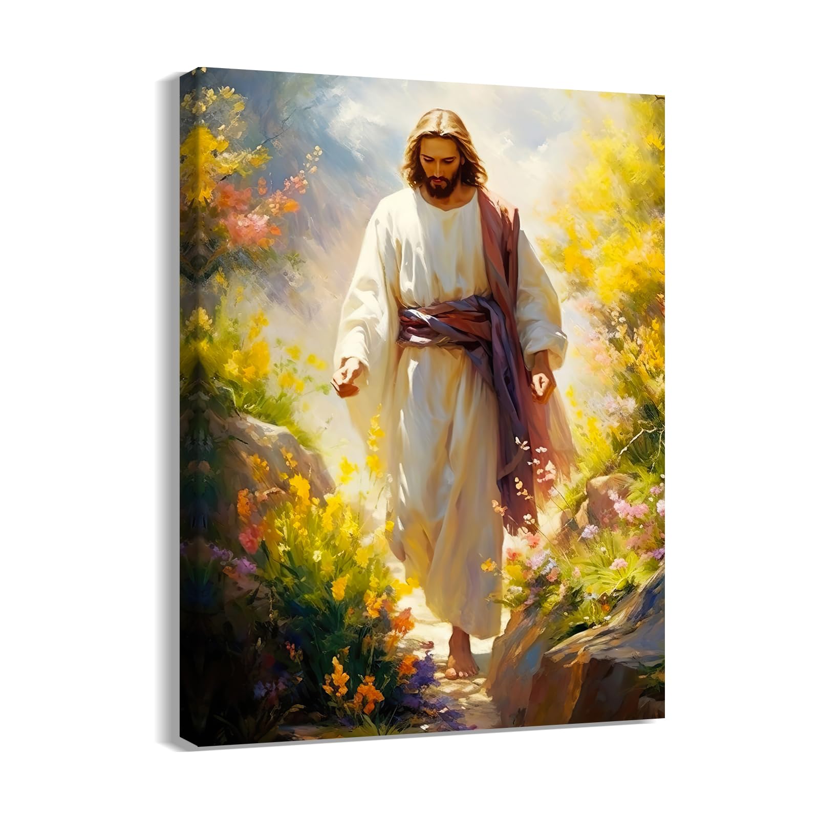 Amazon.com: LSYESDLA Jesus Wall Art Painting Picture, Framed Christian ...