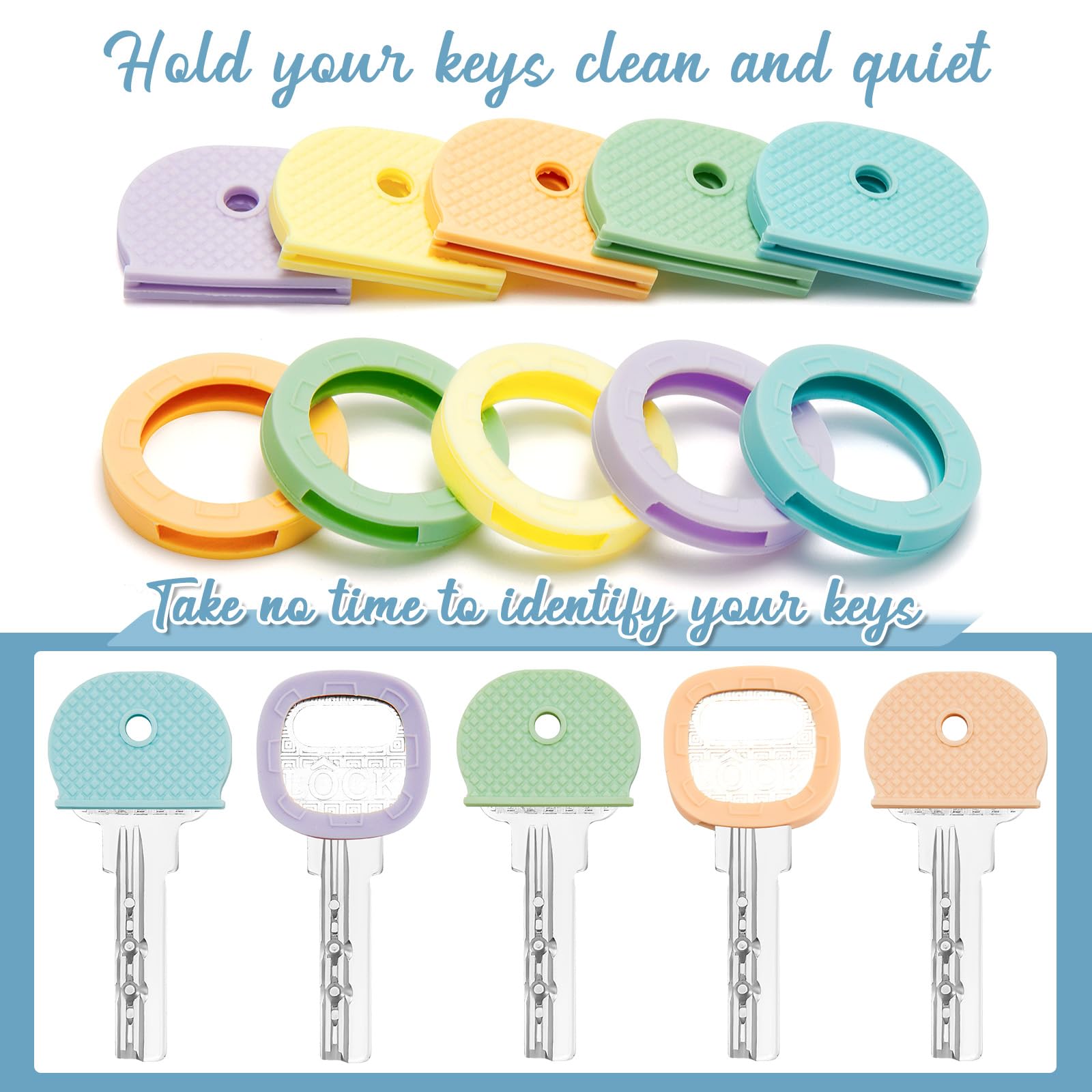 Snapklik.com : Blulu 80 Pieces Colored Key Covers Caps Tags Covers Set ...