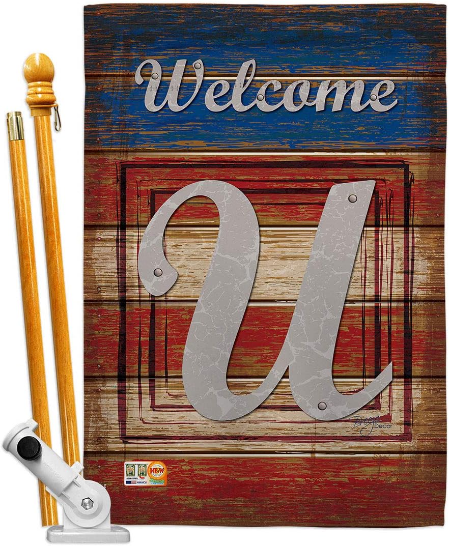 Amazon.com : Patriotic U Initial House Flag Set Monogram Americana Star ...