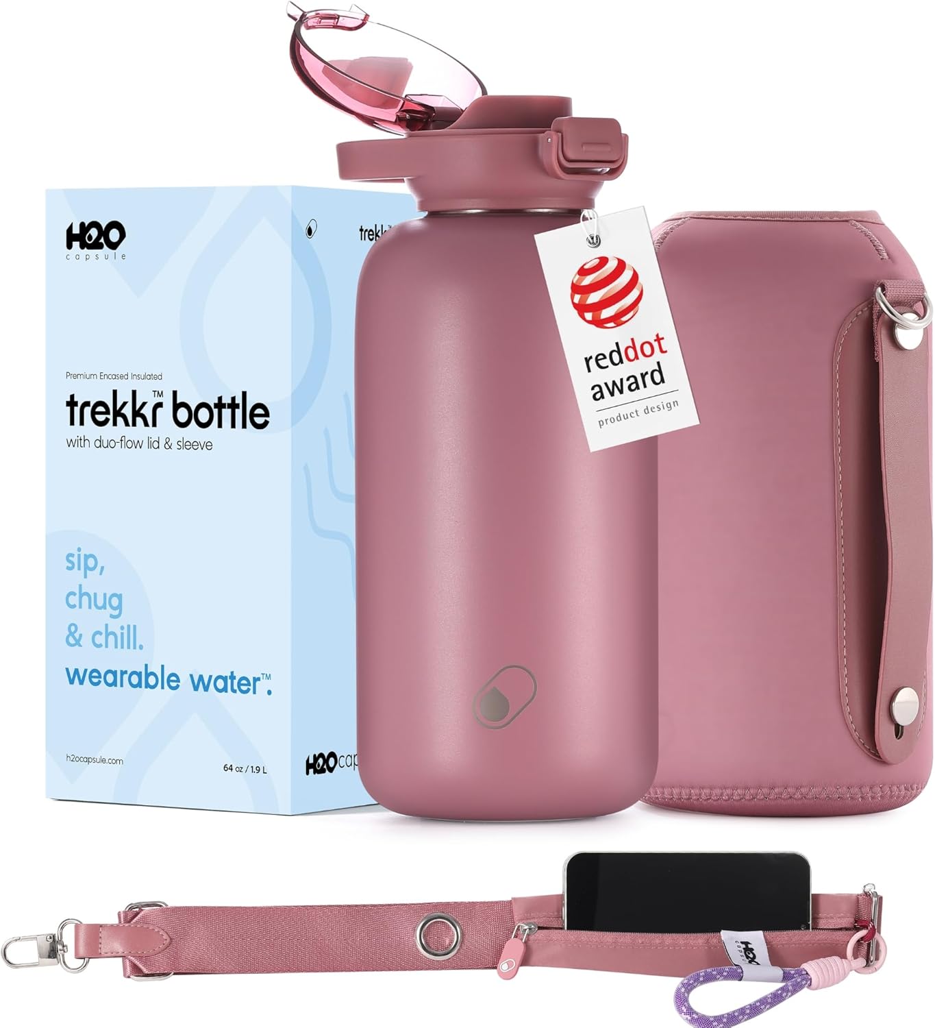 Amazon.com: H2O Capsule Half Gallon Insulated Water Bottle With Straw ...