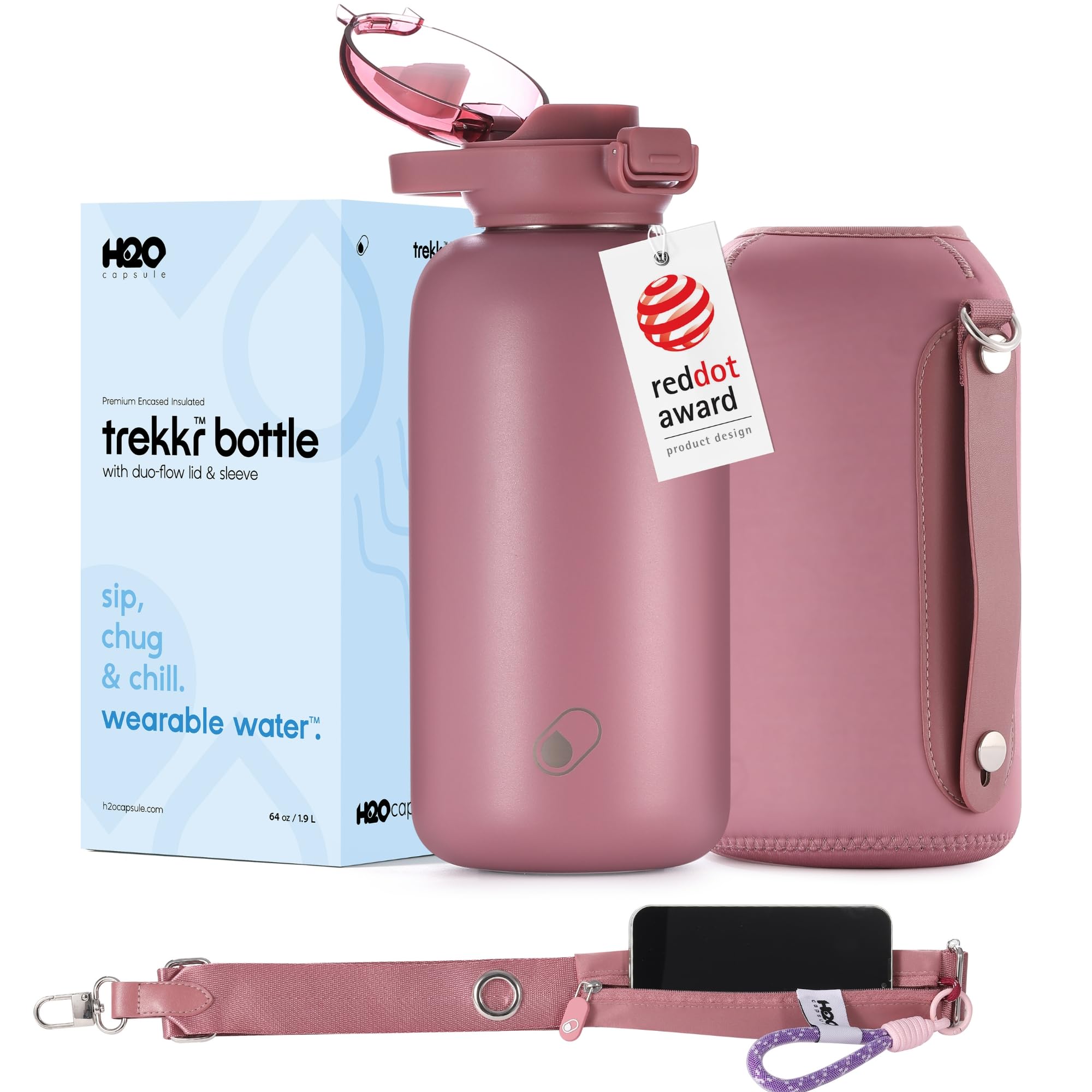 Amazon.com: H2O Capsule Half Gallon Insulated Water Bottle With Straw ...