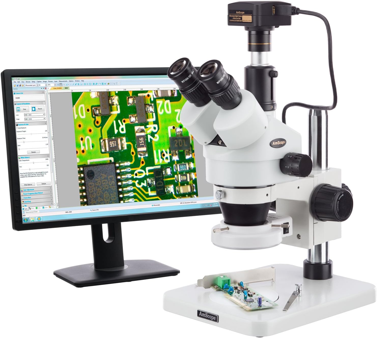 Amazon.com : AmScope 7X-45X Surface Inspection 144-LED Zoom Stereo ...