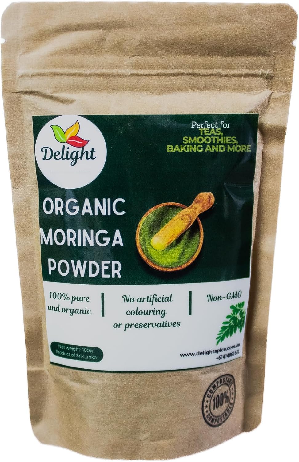 Organic Pure Moringa Powder, Lab Tested, HACCP & GMP Certified, Non-GMO ...