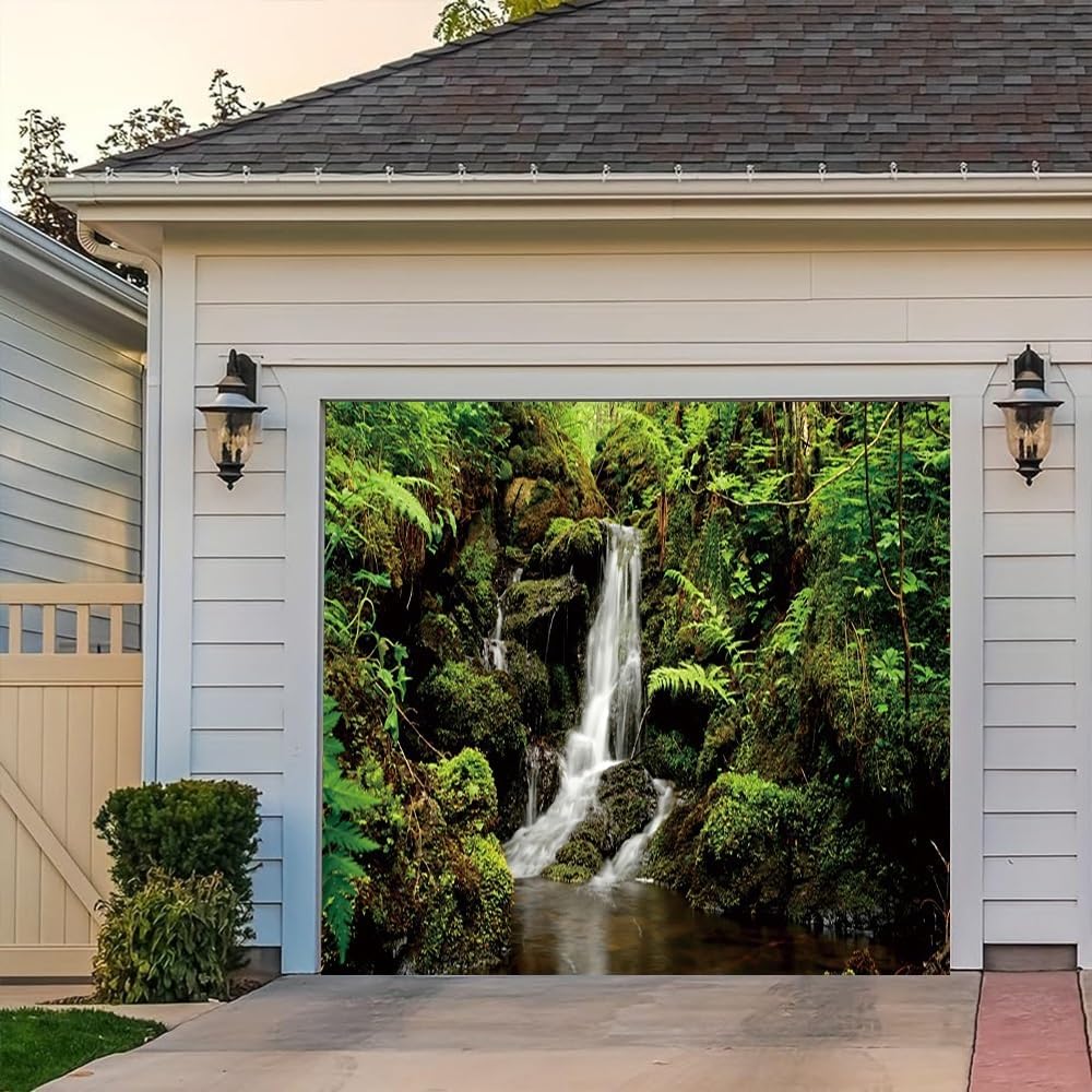 Amazon.com: Leyiyi 7x8ft Jungle Forest Garage Door Decorations ...