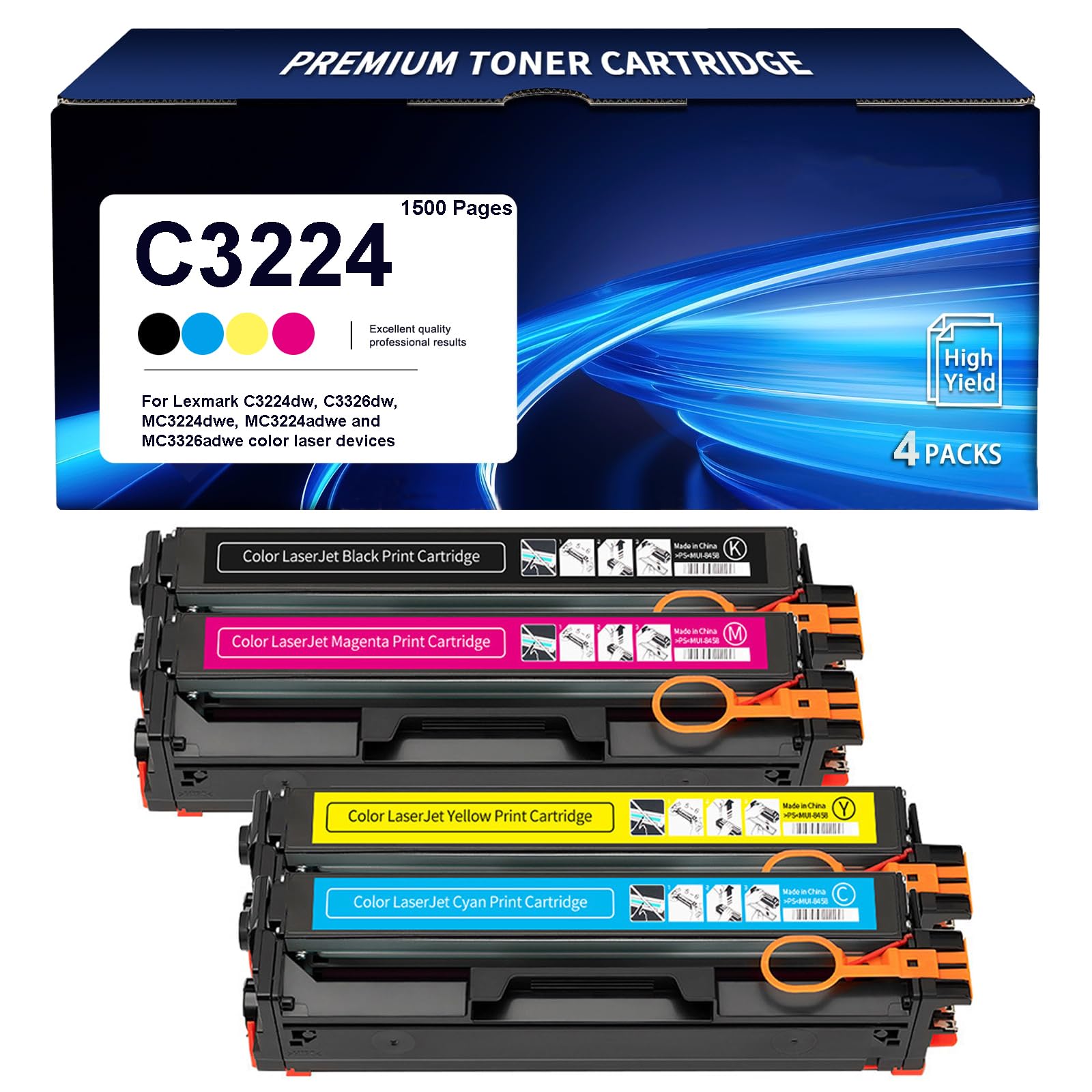 C3224 Toner Cartridges Replacement for C3220K0 C3220C0 C3220Y0 C3220M0 ...