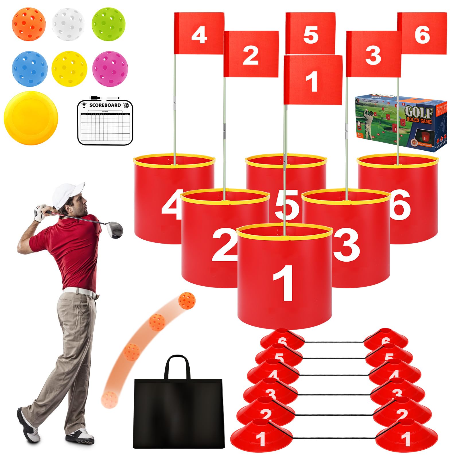 Snapklik.com : FINCOME Golf Yard Bucket Games 6 Holes Golf Practice Game