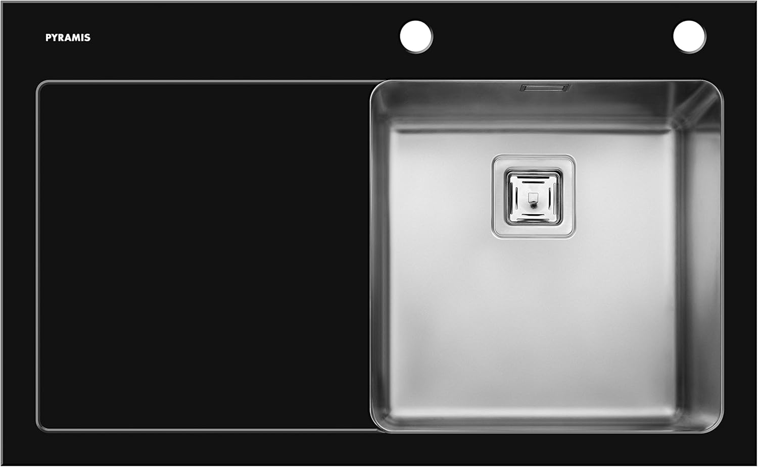 Pyramis CRYSTALON (86X53) 1B 1D S RH Einbauspüle Schwarzes Glas ...