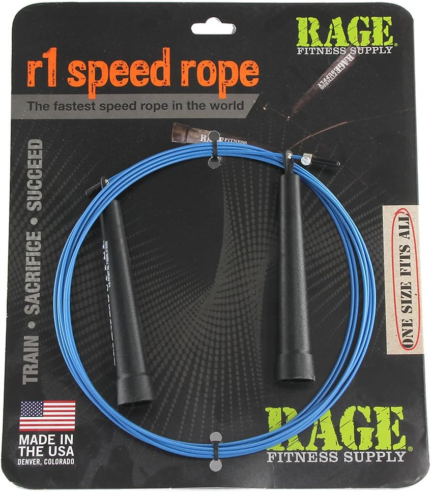 Amazon.com : Rage Fitness R1 Coated Speed Rope Standard Handle Blue ...