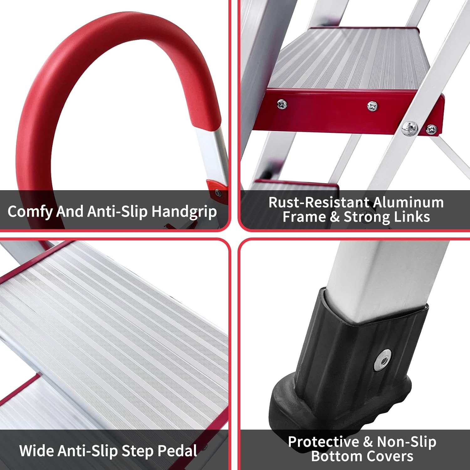 Buy 5 Step Ladder, Handgrip Folding Step Stool for Home, Lightweight ...