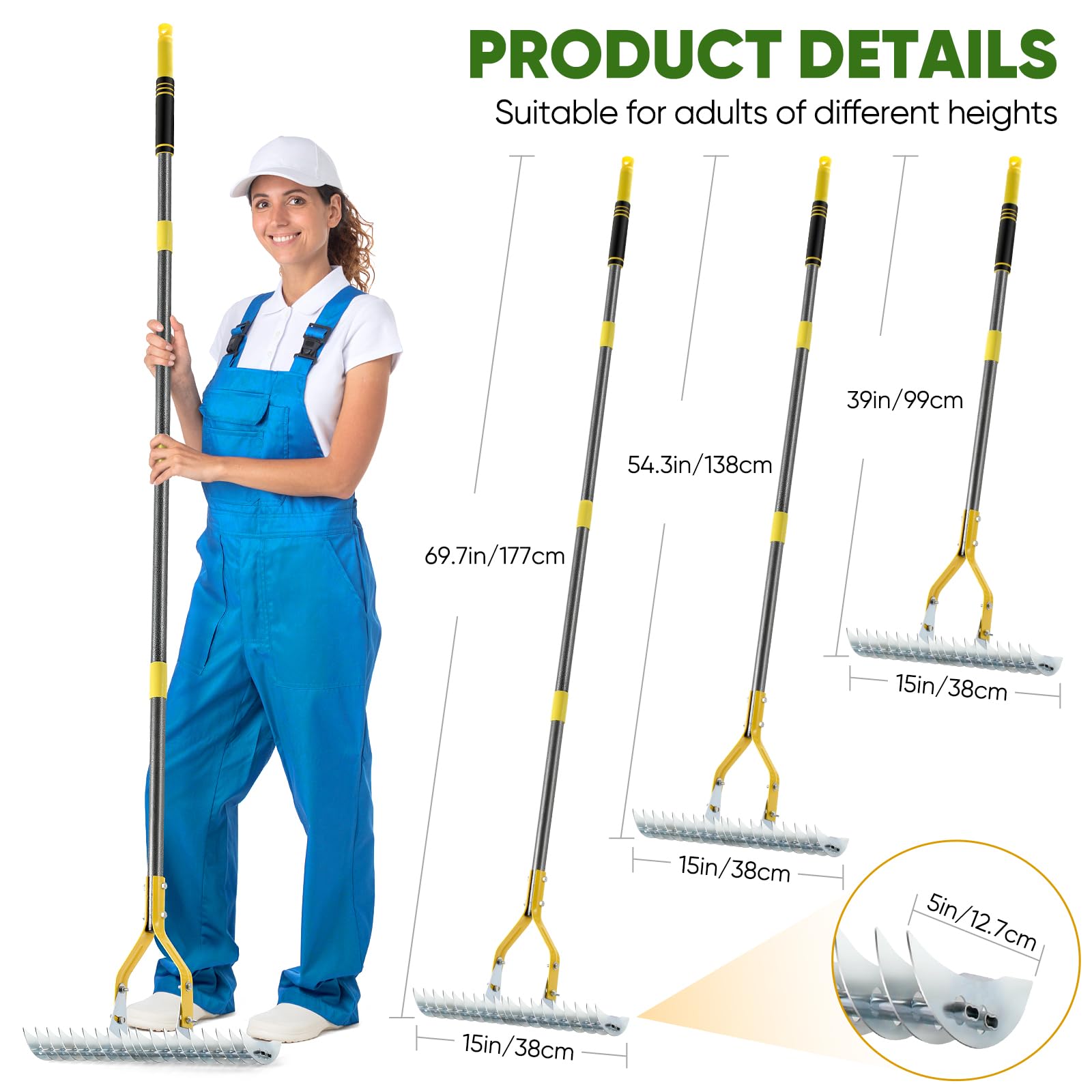 Snapklik.com : Vansonana Thatch Rake, 15-Inch Wide Lawn Thatching Rake ...