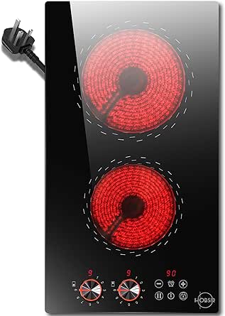 Hobsir hob 2 Zone Ceramic Hob with Plug, Built-in Electric Hob 30cm ...