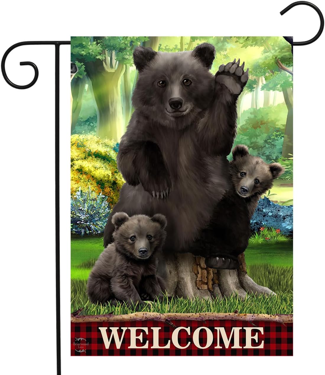 Amazon.com : Black Bear Welcome Spring Garden Flag 18" x 12.5 ...