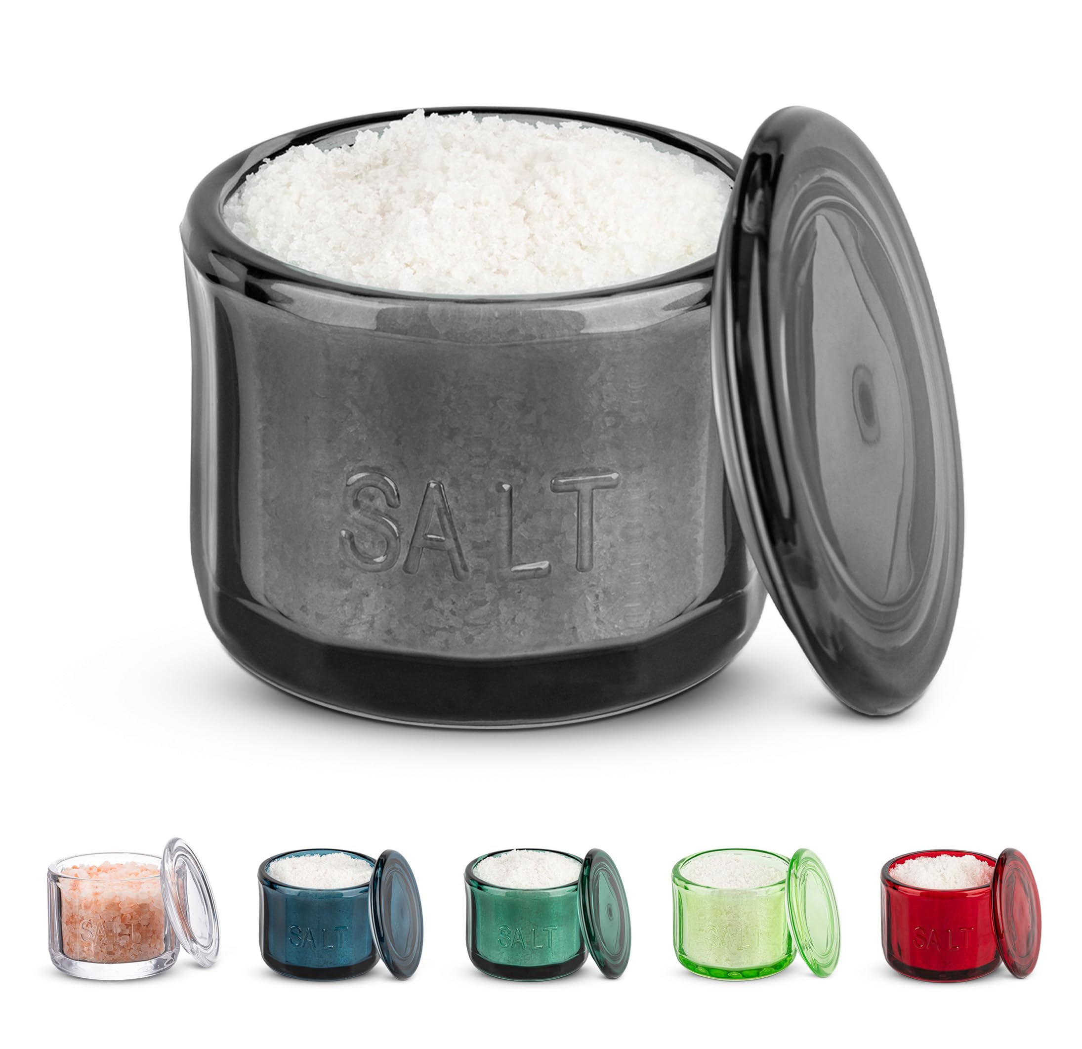 Amazon.com: KooK Glass Salt Cellar, with Lid, Embossed Pressed Glass ...