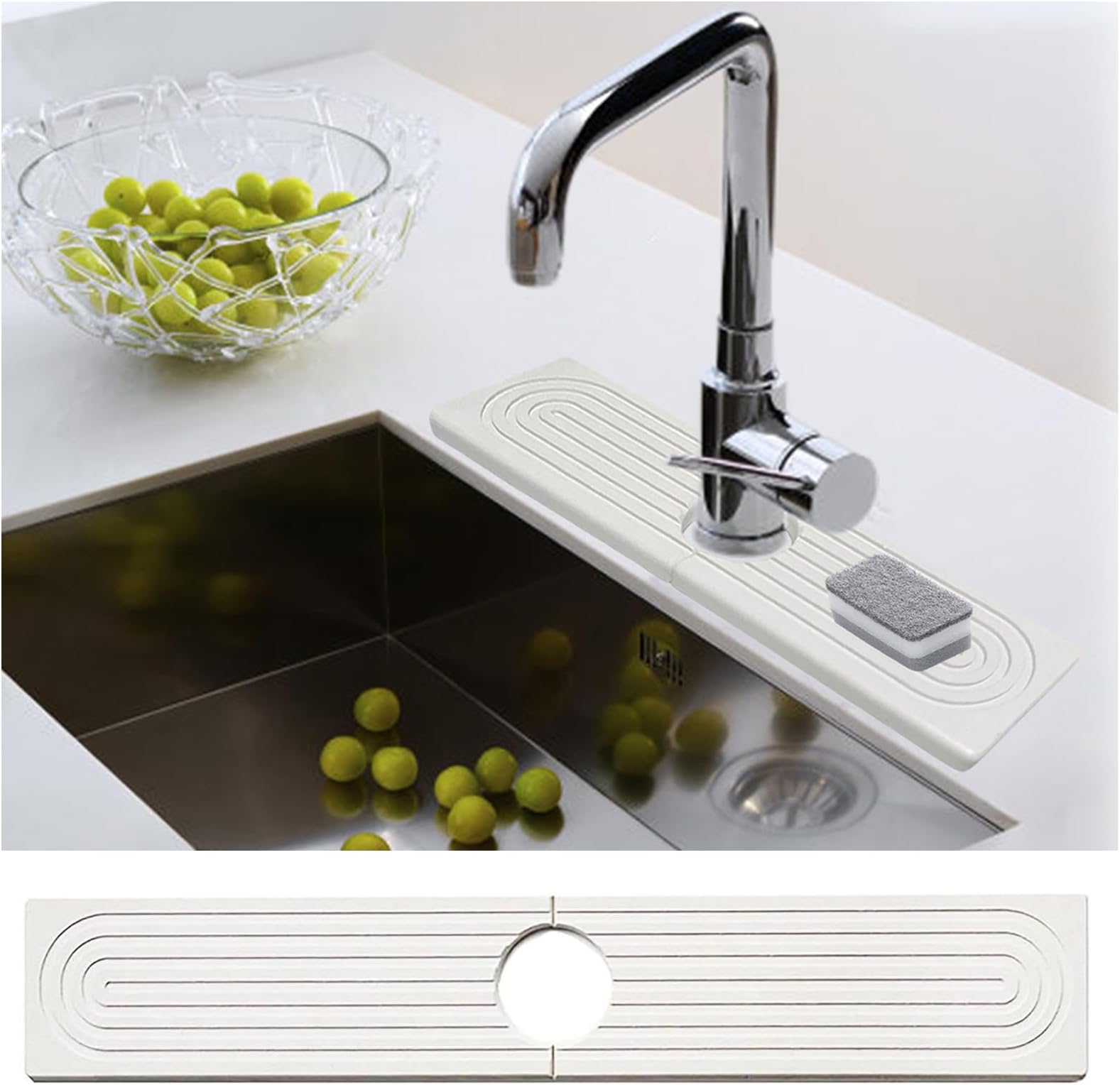 Amazon.com: Premium White Diatomite Kitchen Faucet Mat - Ultra Quick ...