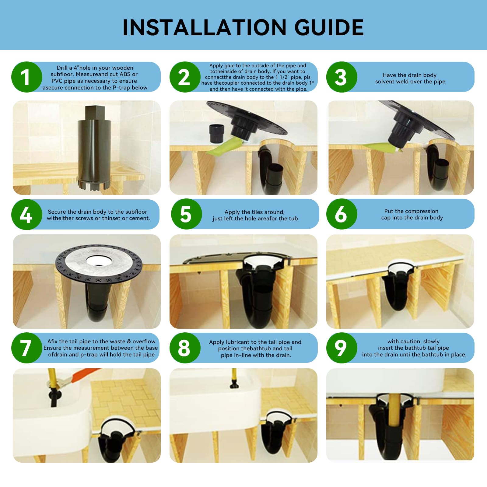 Snapklik.com : Freestanding Tub Drain Rough-in Kit, 12 Inch Large Base ...
